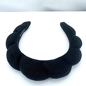 DADHOT Spa Headband for Women - Spa Headband Sponge & Terry Towel Cloth Fabric Hair Band for Face Washing, Makeup Removal, Shower, Hair Accessories,Skincare (Black)