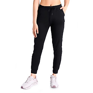 Yogipace Petite Women's Lightweight Anti-Shrink Active Joggers Lounge Sweatpants Yoga Jogger Pants,25",Black,Size XL