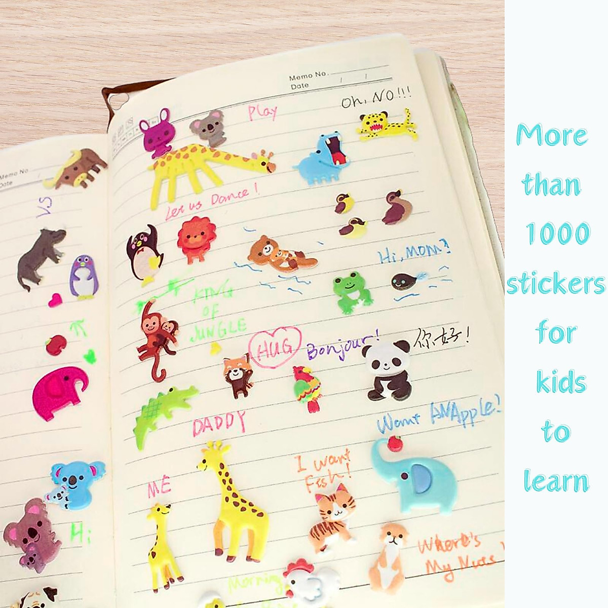 IMNEXT2U 3D Puffy Stickers for Kids Resuable Sticker for Toddler, Boys, Girls 4 Sheets - Mother Child Animals, Dogs, Cats, Elephant, Giraffe, Monkey, Sheep, Panda, Koala, Rabbit (Zoo)