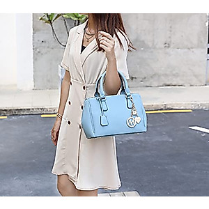 MKF Collection Satchel Bag for Women’s Crossbody Handbag Vegan Leather Top-Handle, Wristlet Wallet Purse Set Tan