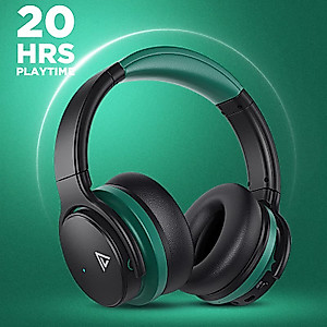 E7 BasicB Active Noise Cancelling Bluetooth Wireless Over Ear Headphones with Mircophone, 30H Playtime,Deep Bass, Comfortable Protein Earpads, for Travel, Home, Office (Green)