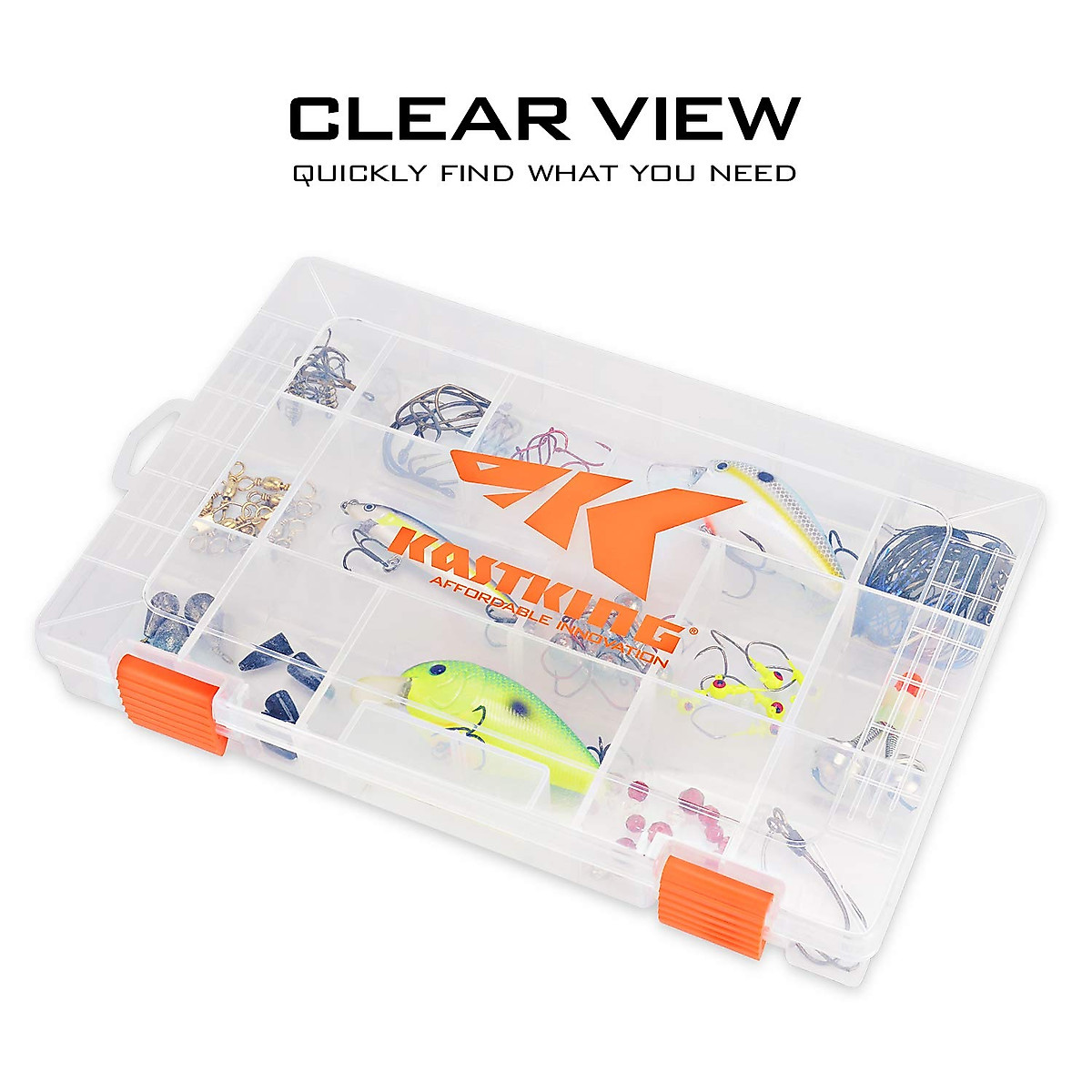 KastKing Tackle Boxes, Plastic Storage Organizer Box with Removable Dividers, 3600 Tackle Trays, Parts Box, 10.8x7.25x1.65 Inches (Pack of 4)