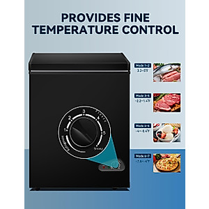 5.0 Cu Ft Chest Freezer - Energy Saving Quiet Top Open Door Mini Freezer Adjustable 6 Thermostat - Compact Small Deep Freezer w/Removable Basket and Defrost Water Drain for Home/Apartment/Garage