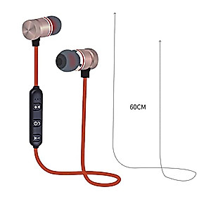 lamphle Wireless Ear Buds Earbuds Bluetooth for Android Apple Phone Compatible 4.2 Bluetooth Earbuds Noise Cancelling Extra Bass Magnetic Suction Wireless Headphones for Sports Golden One Size