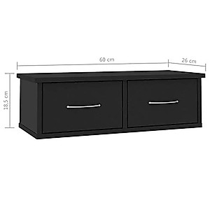 Youuihom Floating Shelf Wall Mount, Storage Shelf for Bedroom, Living Room, Bathroom, Kitchen, Office,Wall-Mounted Drawer Shelf Black 23.6"x10.2"x7.2" Chipboard