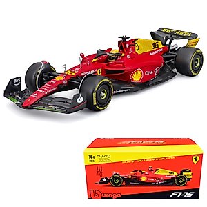 Bburago 1/43 - Scuderia Ferrari F1 Team F1-75 Signature w/Helmet Die cast Adults Model Car Display F1 Monza GP Italy Collection (#16 Charles Leclerc)