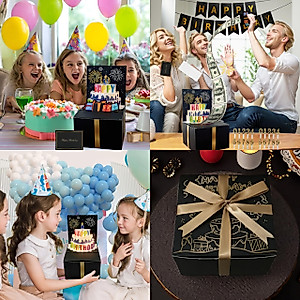 JINSTABAG Money Box for Cash Gift, Birthday Money Pull Box with Music Light DIY Sticker 13th 16th 18th 21th Any Age and Banner, Birthday Decorations for Boys Girls Kids Adult ﻿