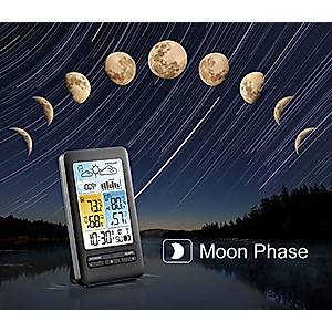 KALEVOL Weather Stations Indoor Outdoor Thermometer Wireless Color Display Temperature Humidity Monitor with Atomic Clock and Adjustable Backlight, Weather Thermometers with Barometer and Moon Phase…