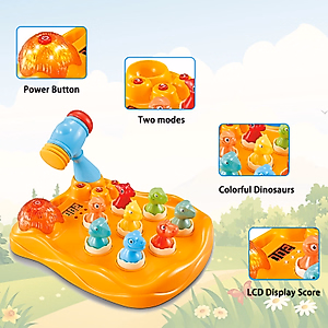 Interactive Whack A Dinosaur Game, Hammer Toy with Light-Up Musical & Hammer for Toddlers, Boys and Girls 3 4 5 6 7 8 Year Old, Pounding Toy, Learning, Early Developmental Toy as Best, Fun Gifts.