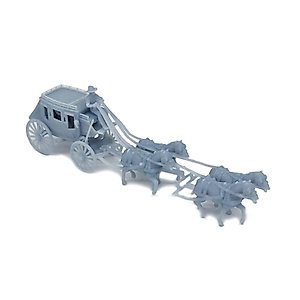 Outland Models Train Layout Old West Horse Carriage 4-Horse Stagecoach 1:87 HO Scale