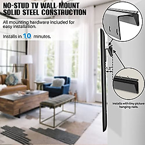 AENTGIU Studless TV Wall Mount, Heavy Duty Drywall TV Bracket Hanger for 32-75 inch Flat Screen TVs, No Stud, No Drill, No Anchors, Easy Install with All Hardware