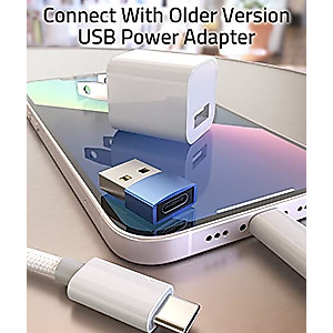 Syntech USB C Female to USB A Male Adapter 3 Pack, Type C Charger Cable Power Adapter Compatible with iPad Air 6, iPhone 13/12 Pro Max, Apple Watch S7, Samsung Galaxy S20 etc Blue