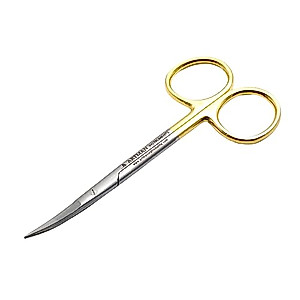 Scissors 4.5 inches Curved with Tungsten Carbide Inserts| Gold Plated Handle Extra Sharp and Durable by ARTMAN INSTRUMENTS