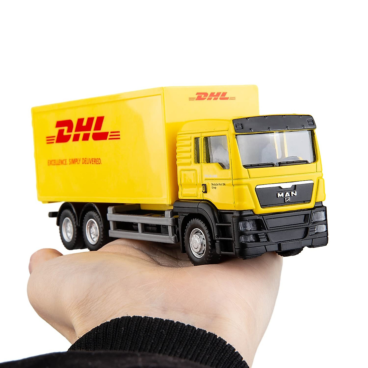 BDTCTK Compatible for DHL Container Truck Car Model Toy Cars, Zinc Alloy Die-Cast Vehicles Kid Toys for Boy Girl Gift