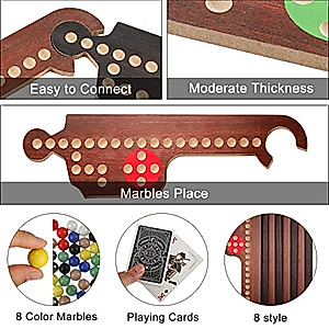 Wooden Board Games Set with 8 Wood Boards 40 Colorful Marbles Pegs 3 Boxes Playing Card 8 Game Instructions Game Wooden Board for Adults Kids Family, 4-8 Players (Retro Colors)
