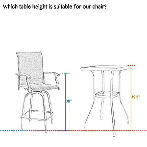 Ulax Furniture Outdoor Swivel Bar Stools Padded Patio Bar Chairs, Set of 2