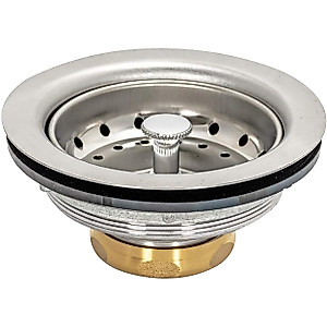 EZ-FLO Kitchen Sink Strainer fits 3-1/2 Inch Opening, Sink Drain Assembly with Brass Slip-Joint Nut and Fixed-Post Basket, Stainless Steel, 30003