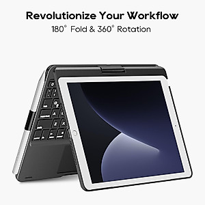 edaiser Swivel Keyboard Case for iPad 10.2 inch 9th 8th 7th, iPad Air 3rd and iPad Pro 10.5 2nd Generation: Wireless Rotatable Cover, Pencil Holder, Smart Trackpad, RGB Backlit, Black