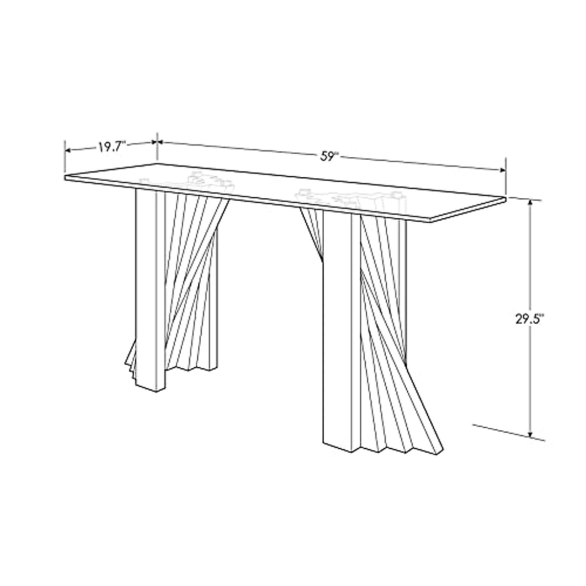 Modern Falcone Console Table - Clear Glass with Polished Stainless Steel Base