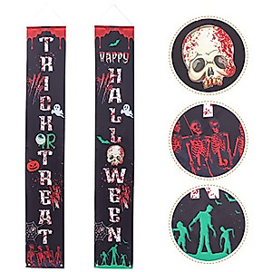 NOLITOY 7 Sets Sign Decor Home Banner Pendant Festival Haunted Couplet Decoration Treat Halloween Spider Party Web Indoor Trick Decorations Creative Delicate Hanging Outdoor Scene Front