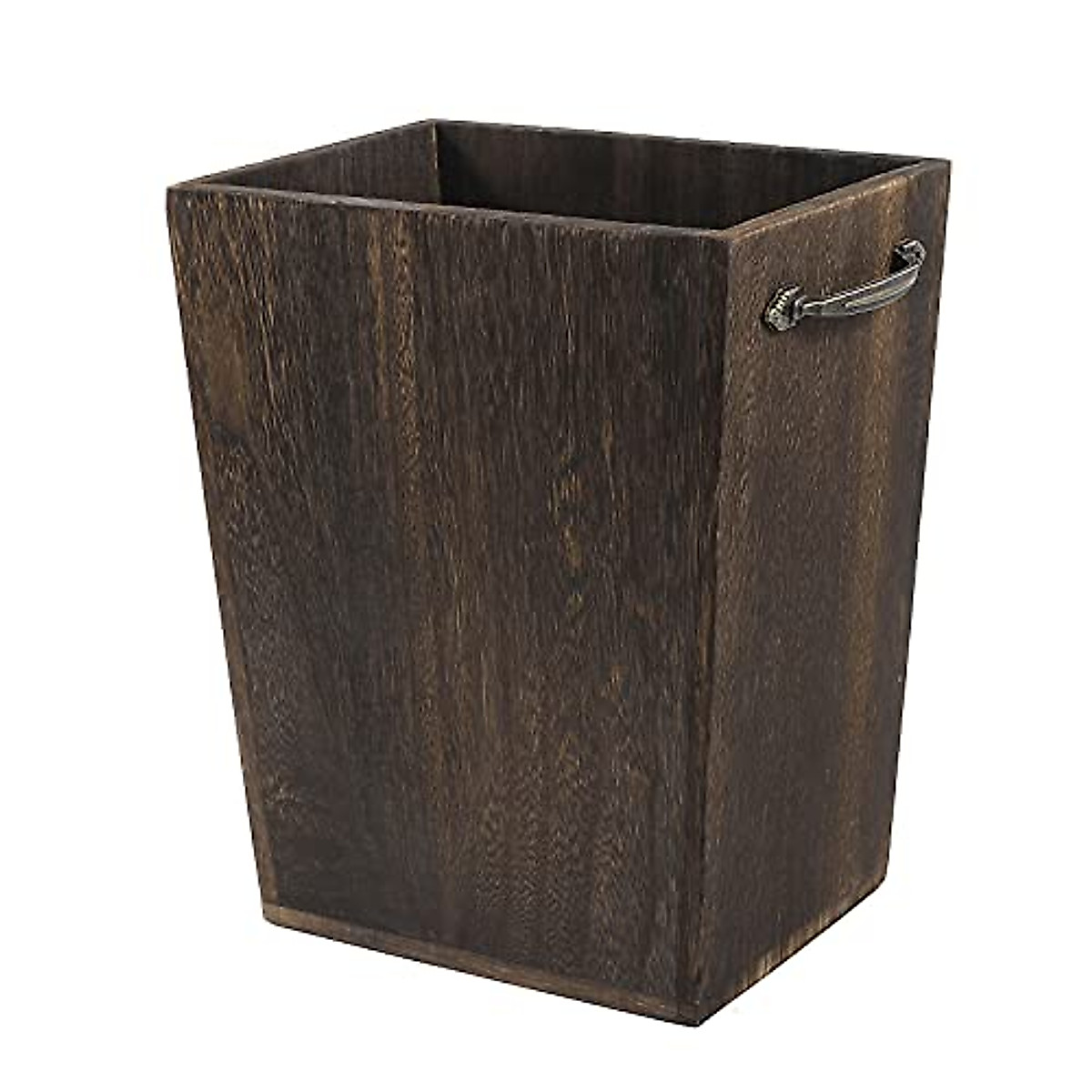 MOOACE Wood Trash Can Wastebasket, 2 Gallon Small Garbage Can Waste Basket Recycling Bin Container with Metal Handle for Bedroom, Living Room, Office, Kitchen, Bathroom