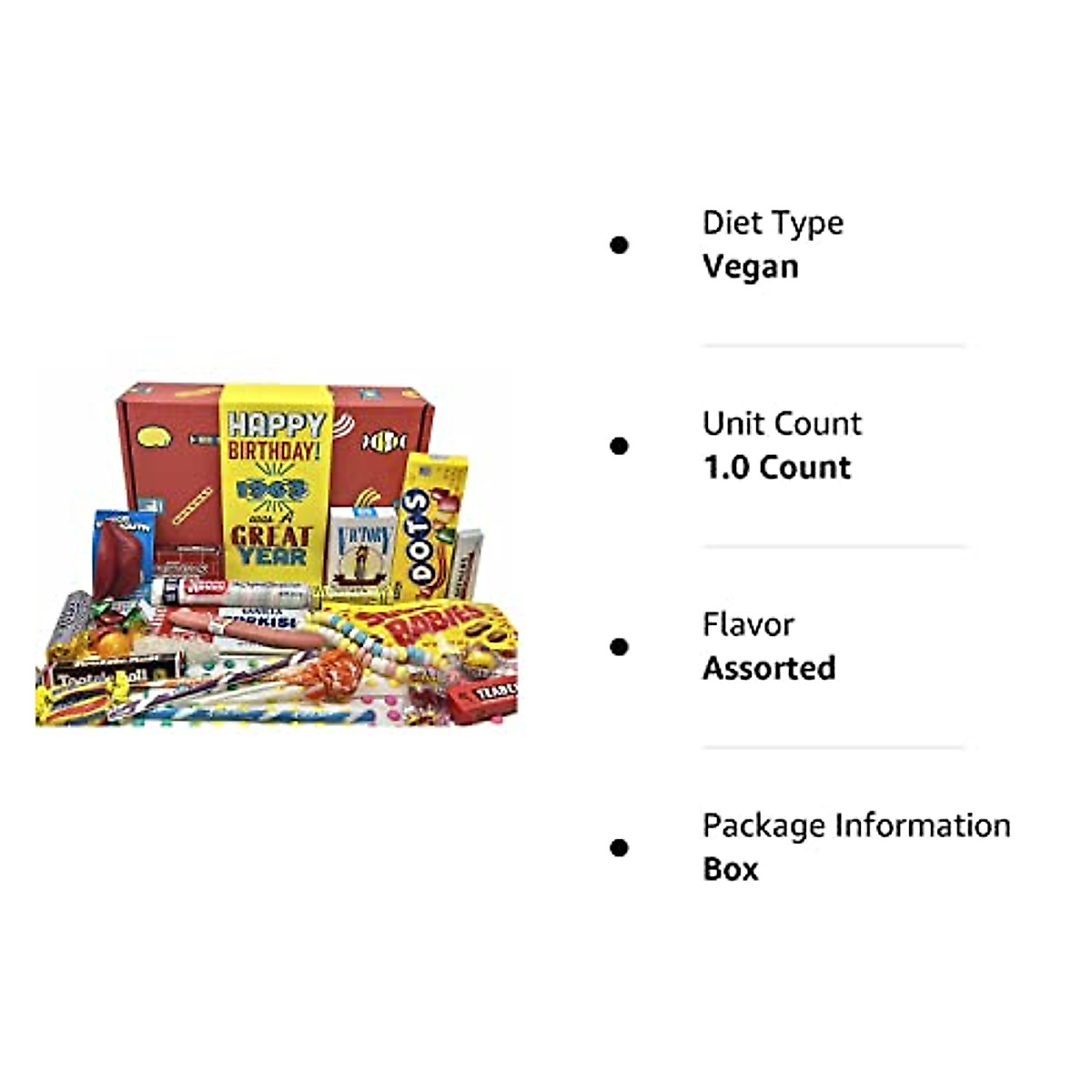 RETRO CANDY YUM 1963 Candy Birthday Box - Celebrate Your Loved One's 61st Birthday with Our Candy from 1963 - Candy from the 60s to Take a Trip Down Memory Lane - 1960s Nostalgia Gifts
