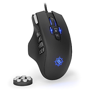 ENHANCE Theorem 2 MMO Mouse with 13 Programmable Side Buttons - RGB Gaming Mouse with 6 Customizable DPI Settings, 5 Gaming Profiles, Quick Fire Button, USB Ergonomic Wired Mouse - Black