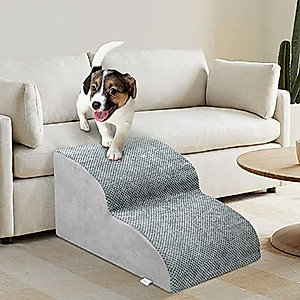 Dog Stairs for Small Dogs - High Density Foam Dog Ramp, Extra Wide Pet Steps with Non-Slip Bottom for High Beds, Couche and Sofa, Best for Dogs Injured, Older Dogs Cats, Pet with Joint Pain