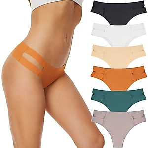 Ameetorie 6 Pack Seamless Underwear For Women Low Rise Sexy Panties Underwear No Show Thongs For Women S-XL