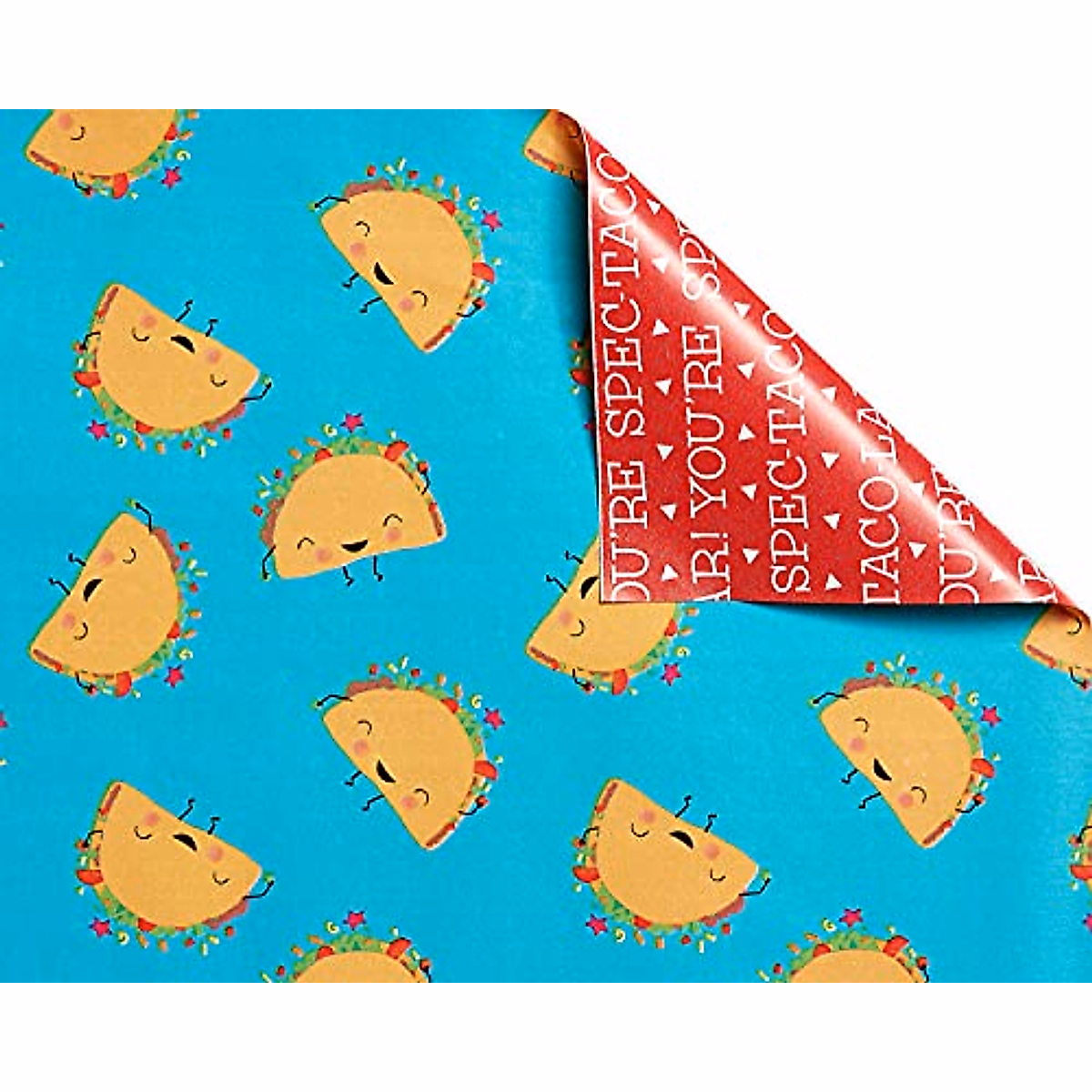 American Greetings Reversible All Occasion and Birthday Wrapping Paper, Punny Food (3 Rolls, 120 sq. ft.)