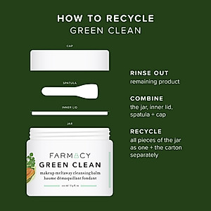 Farmacy Makeup Remover Cleansing Balm - Green Clean Waterproof Makeup Remover + Oil Based Cleanser - Gentle Exfoliating Double Cleanser - Melts From Balm to Milky Lather (100ml)