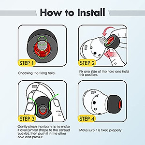 Memory Foam Tips for Samsung Galaxy Buds Pro / Plus, No Silicone Eartips Pain, Anti-Slip Replacement Ear Tips, Fit in The Charging Case, Reducing Noise Earbuds, 3 Pairs (Assorted Sizes S/M/L, Black)