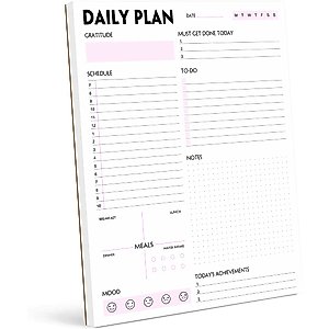 Daily Planner Notepad - Tear-Off Daily Planning Pad, Organizer with To Do Lists, Schedule, Appointment, Productivity Tracker, 50 Undated Sheets, 8.5 x 11 in