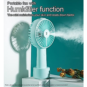 Portable Hand held Misting Fan, Small Personal USB Rechargeable Battery Operated Spray Fan Mister with 20ml Water Tank Mist Lash Fan Quiet 3 Speed Strong Cooling Wind for Travel Office Outdoors B