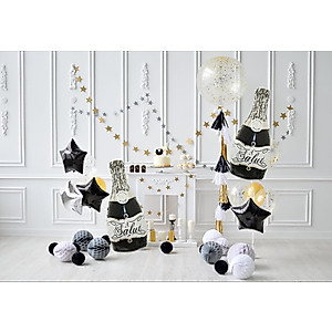 Black Champagne Bottle Balloons Salut Foil Aluminum Balloon Birthday Party Supplies Baby Shower Wedding Engagement Party Decorations
