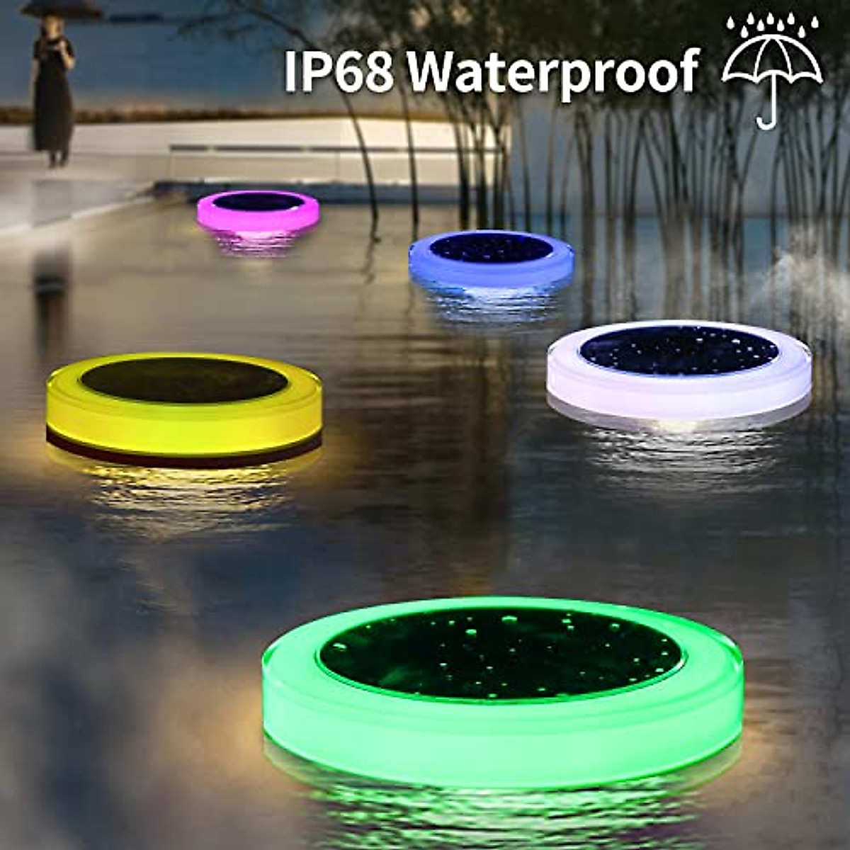 Arclight Floating Pool Lights with Remote Control, IP68 Waterproof Solar Powered Light That Float, Swimming Pools LED for Outdoor Party Decor Night Adjustable RGB Colors 20 Modes Lamp, 1pcs