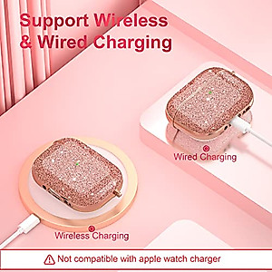 Aiiko Apple Airpods Pro 2nd Generation Case, Glitter Airpods Pro 2 Case Cover with Keychain for Girls Women Glossy Hard Airpods Pro 2 Case Compatible AirPods Pro 2nd Generation Charging Case(RoseGold)