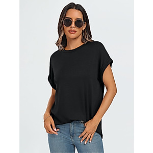 AUTOMET Womens Summer Tops Outfits Spring Casual Dressy T Shirts Workout Clothes Going Out Trendy Vacation Fashion 2025 Black L