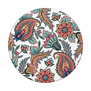 White Background Red Blue Leaves Flower Paisley PopSockets PopGrip: Swappable Grip for Phones & Tablets