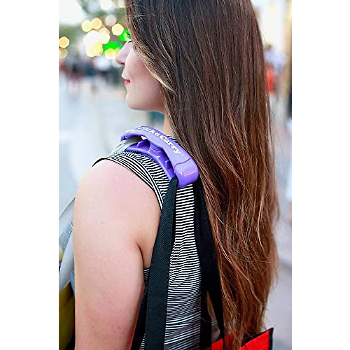 Click & Carry Grocery Bag Carrier, 1 Pack, Fuchsia - As seen on Shark Tank, Soft Cushion Grip, Hands Free Grocery Bag Carrier, Plastic Bag Holder, Haul Sports Gear, Click and Carry with Ease