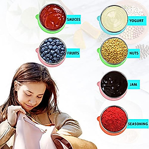 Salad Dressing Container To Go, 4x1.6oz Stainless Steel Small Containers with Lids, Easy Open and Reusable Condiment Containers with Lids, Leakproof Sauce Containers for lunch box, Dipping Sauce Cups