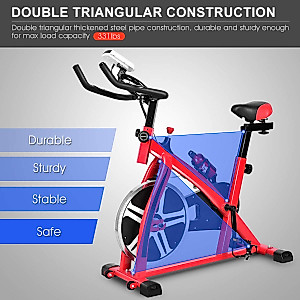 Goplus Indoor Cycling Bike, Stationary Bicycle Exercise Bike with Flywheel and LCD Display, Cardio Fitness Cycle Trainer Professional Exercise Bike for Home and Gym Use