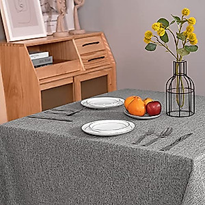 KGORGE Waterproof Linen Table Cloth Stainproof Wrinkle Free for Outdoor Indoor Use Patio Table Cover Camping Buffet Banquet Party Gift, 60 x 84 Inch, Grey, Seats 6 to 8