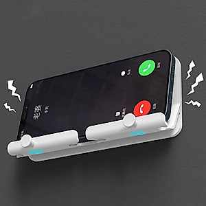 lanema Wall Mount Phone Holder Stand with Charging Hole Self-Adhesive for Key Rack Shel Wall Mount Phone Holder Stand