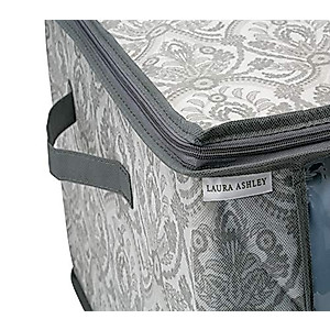 Laura Ashley Non-Woven Blanket Bag, Dimensions : 17.72 L x 23.62 W x 11.81 H inches, Easy Assemble, Perfect for Blankets, Quilts, Fits Easily Under Beds, Home Organization, Grey