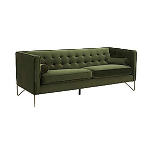 Amazon Brand – Rivet Brooke Contemporary Mid-Century Modern Tufted Velvet Sofa Couch, 82"W, Emerald