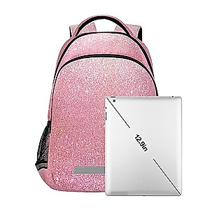 Eionryn Sparkly Pink Glitter Backpack Unicorn Galaxy Laptop Backpacks Book Bags Water Resistant Daypack Durable College Shoulder Bag Sports Travel Day Pack