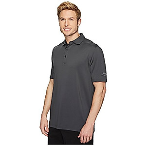 Callaway Men's Micro Hex Golf Performance Polo Shirt with Sun Protection, Solid Stretch Fabric, Asphalt, X-Large