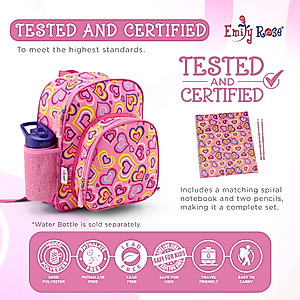 16 Inch Girl Girls School Travel Back Pack Bookbag Gift Set (Mom's Choice Award Winner!) | Features Padded Back and Adjustable Straps | Includes Spiral Notebook and 2 Pencils! (Playful Hearts)