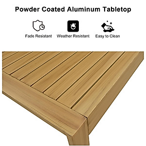 PURPLE LEAF 3 Pieces Outdoor Bar Height Stools Set Patio Aluminium Modern Wicker Bar Chairs and High Top Bar Table for Balcony Garden Indoor Kitchen Poolside Teak